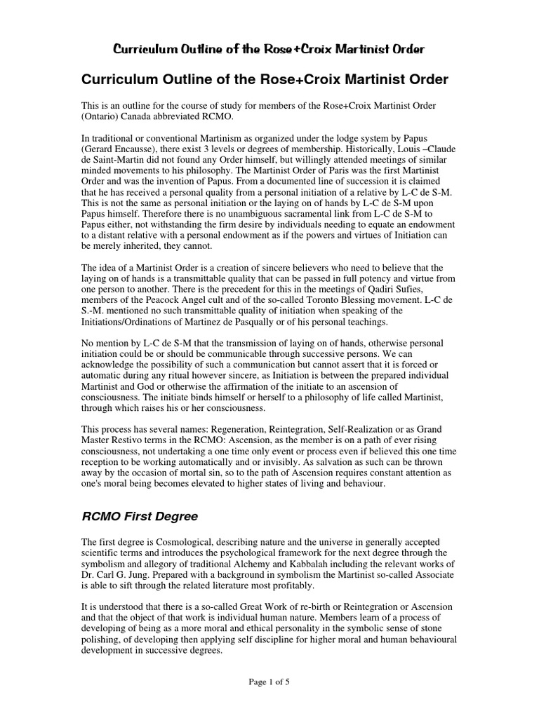 Curriculum Outline of The Rose Croix Martinist Order PDF | PDF ...