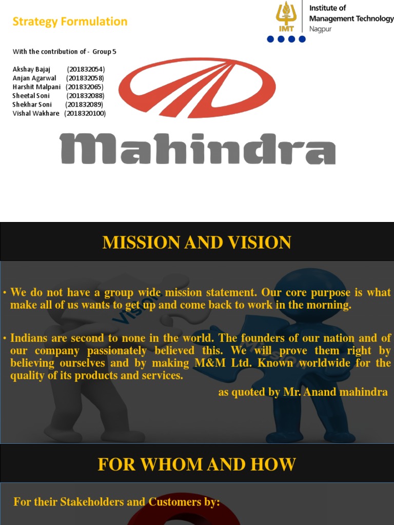 Mahindra's Mission and Vision Overview | PDF | Business Economics ...