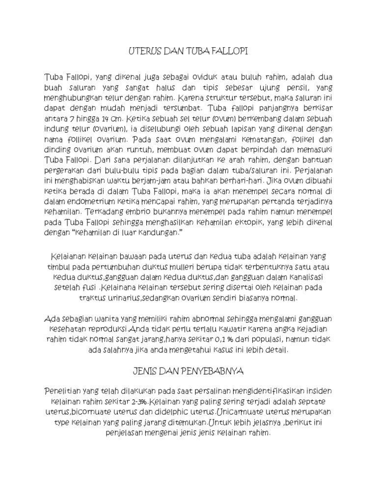 Uterus Dan Tuba Fallopi | PDF