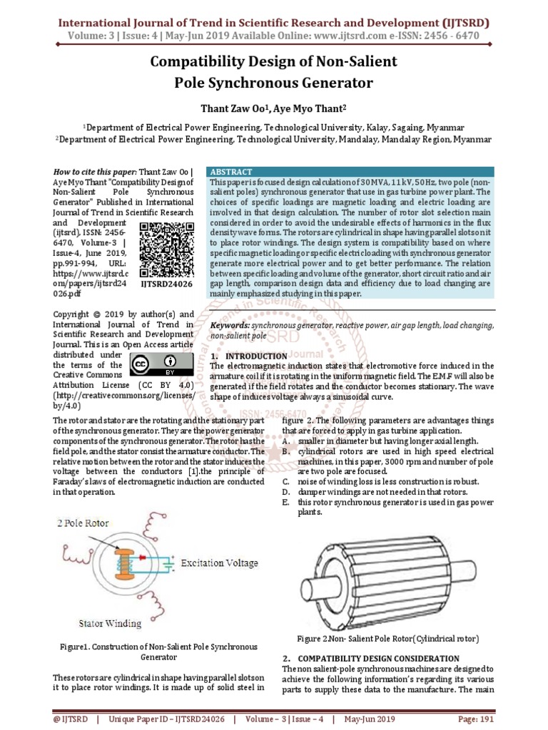 Compatibility Design Of Non Salient Pole Synchronous Generator Pdf Electromagnetic Induction