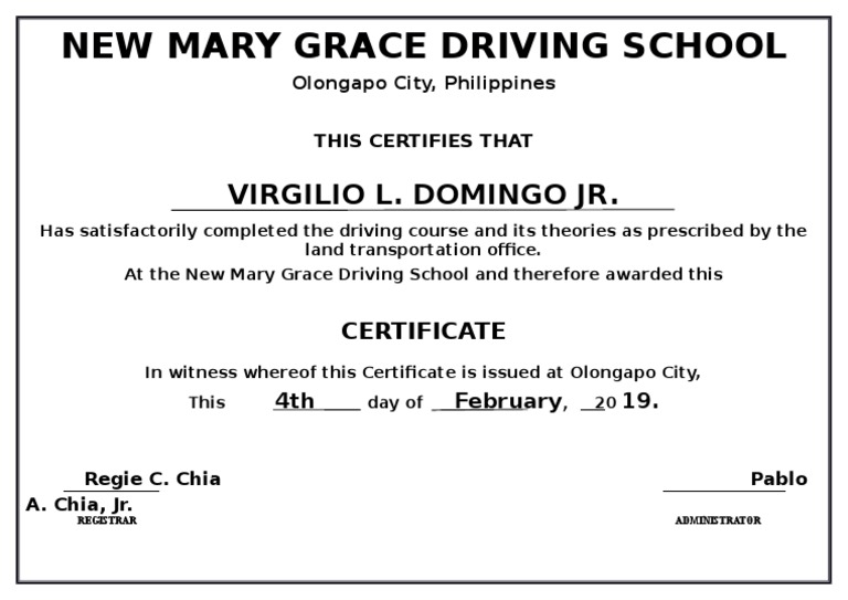 New Mary Grace Driving School | PDF