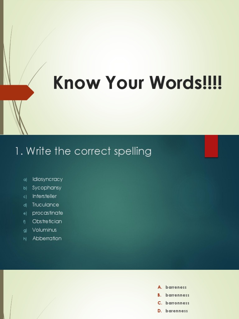 Know Your Word Quiz | PDF | Epistemology | Communication