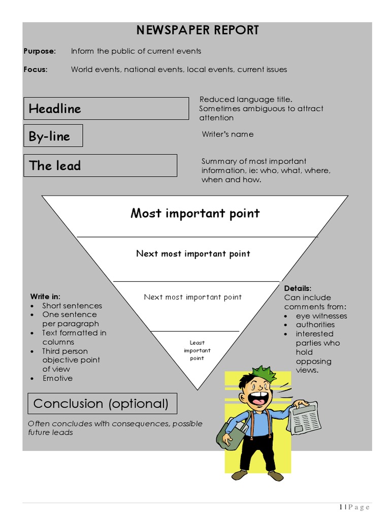 Headline By-Line The Lead Most Important Point: Newspaper Report | PDF ...