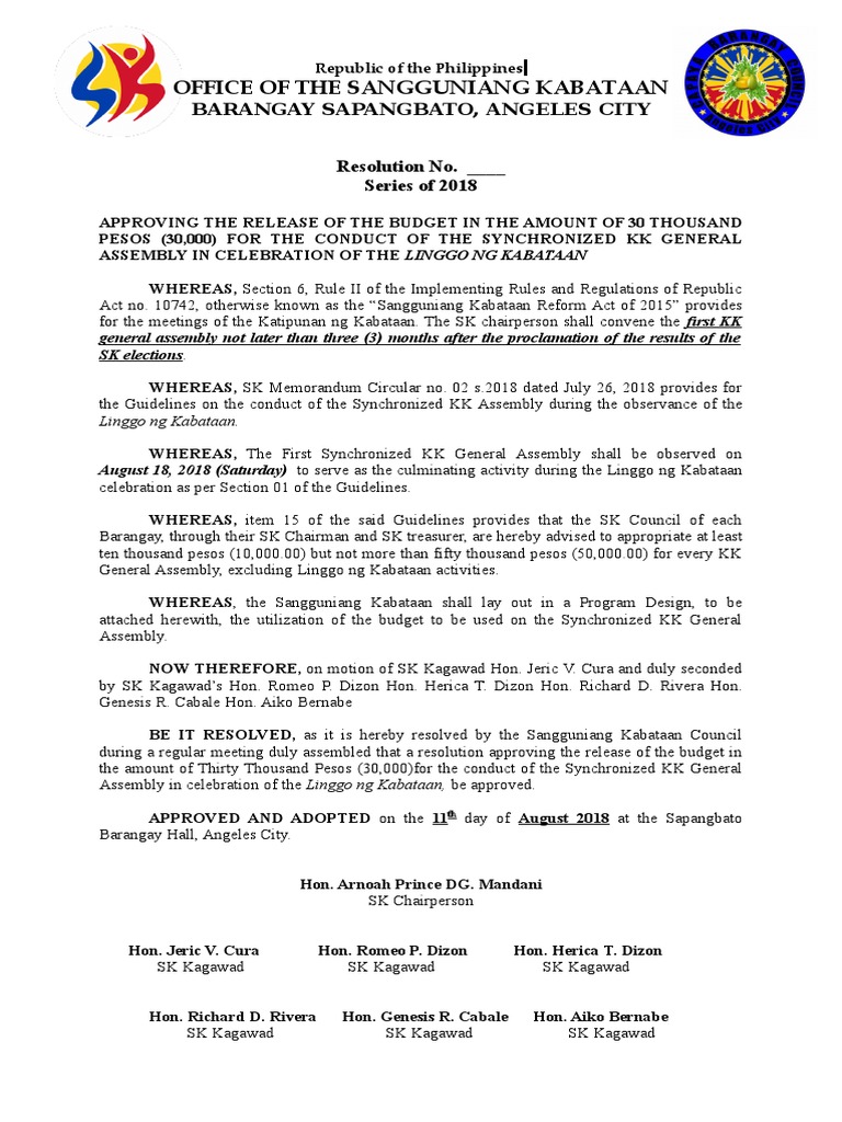 Office of The Sangguniang Kabataan: Barangay Sapangbato, Angeles City ...