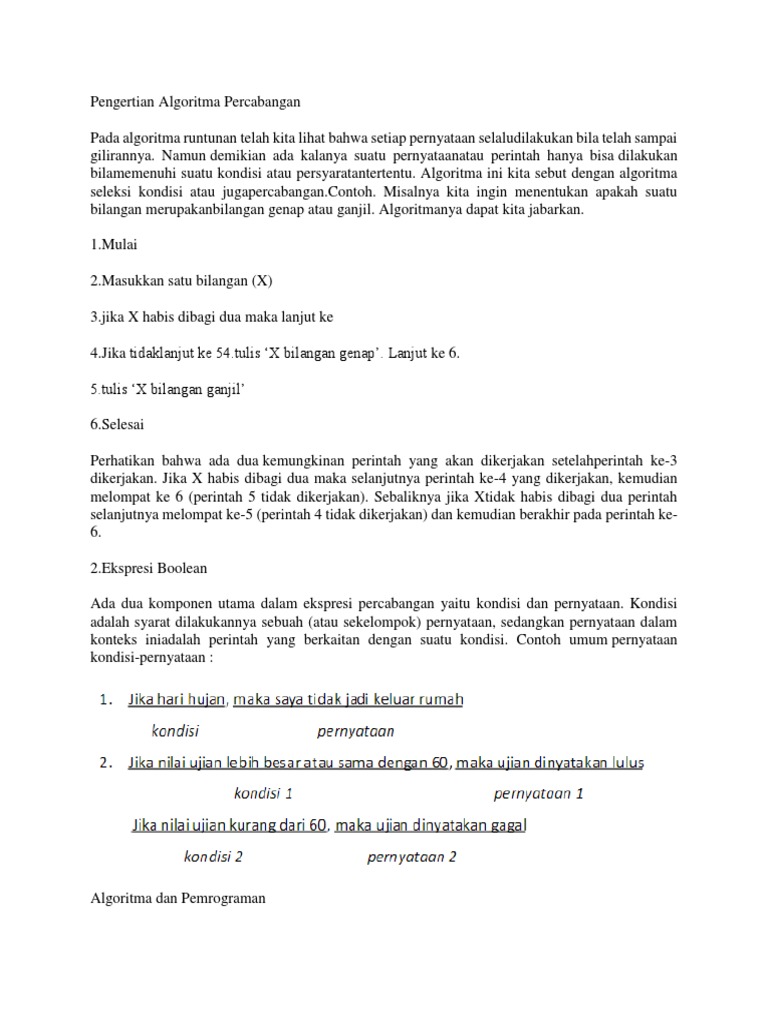 Pengertian Algoritma Percabangan | PDF | Metode & Bahan Ajar