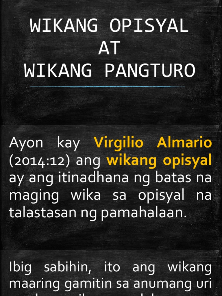 1 - Wikang Opisyal at Wikang Pangturo | PDF