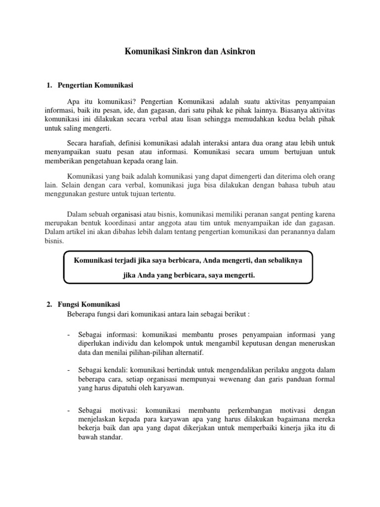 Perbedaan Komunikasi Sinkron dan Asinkron | PDF