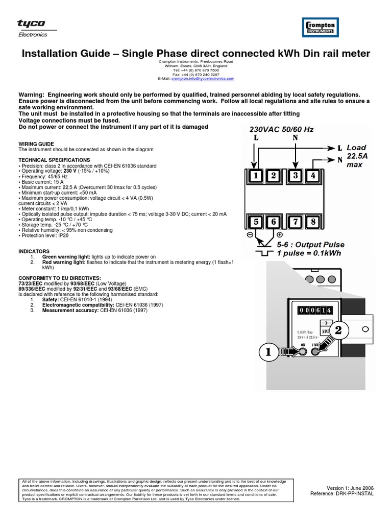 Installation Guide - Single Phase Direct Connected KWH Din Rail Meter ...