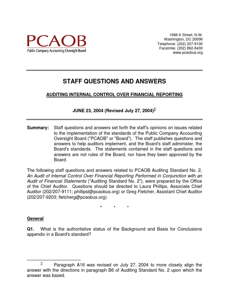 Standar Audit Pcaob 2 | PDF | Internal Control | Financial Audit