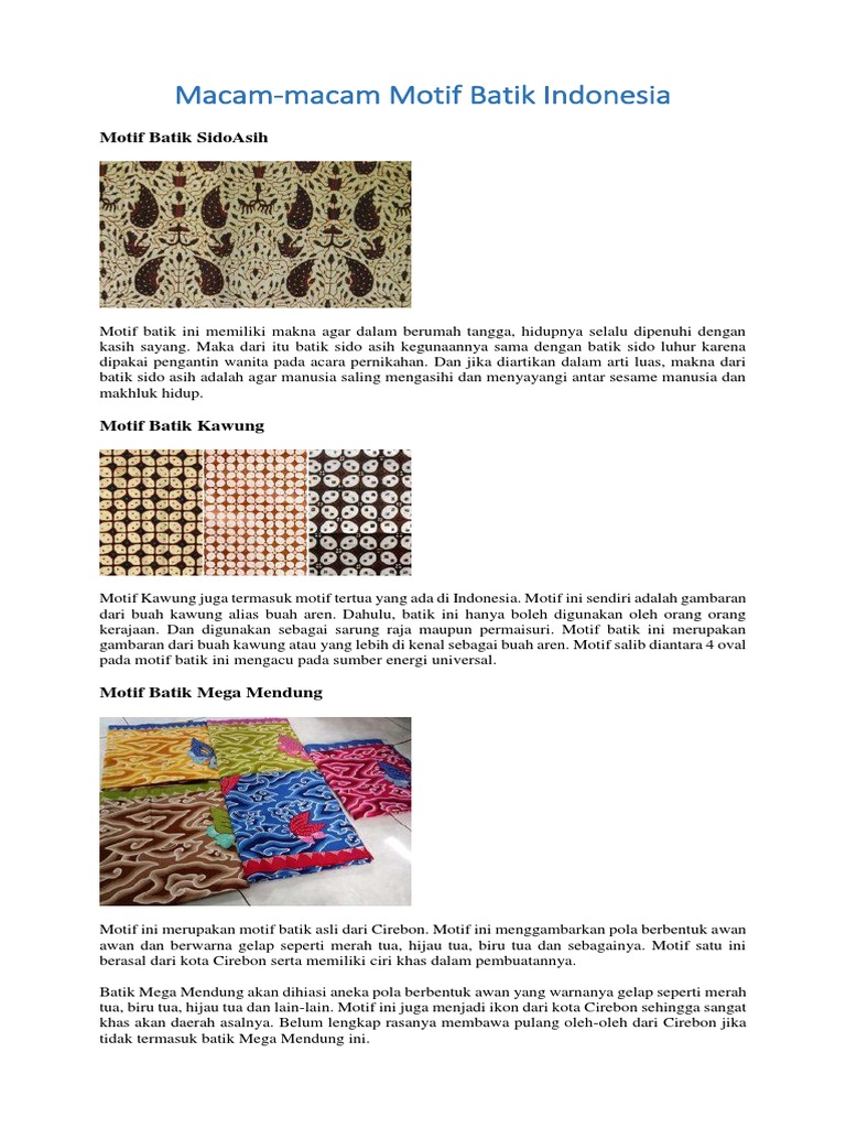 Macam Macam Motif Batik | PDF