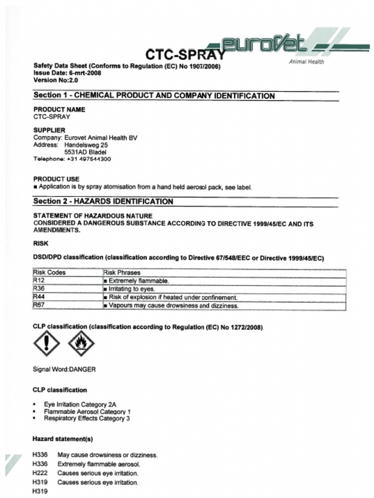 CTC P: Chemical Product and Company Identification | PDF | Combustion ...