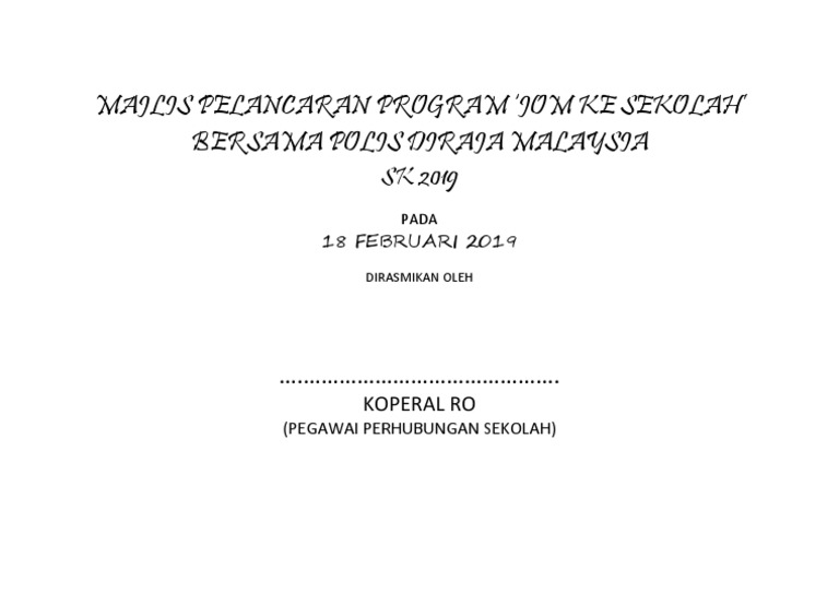 Template Majlis Pelancaran Program PDF | PDF