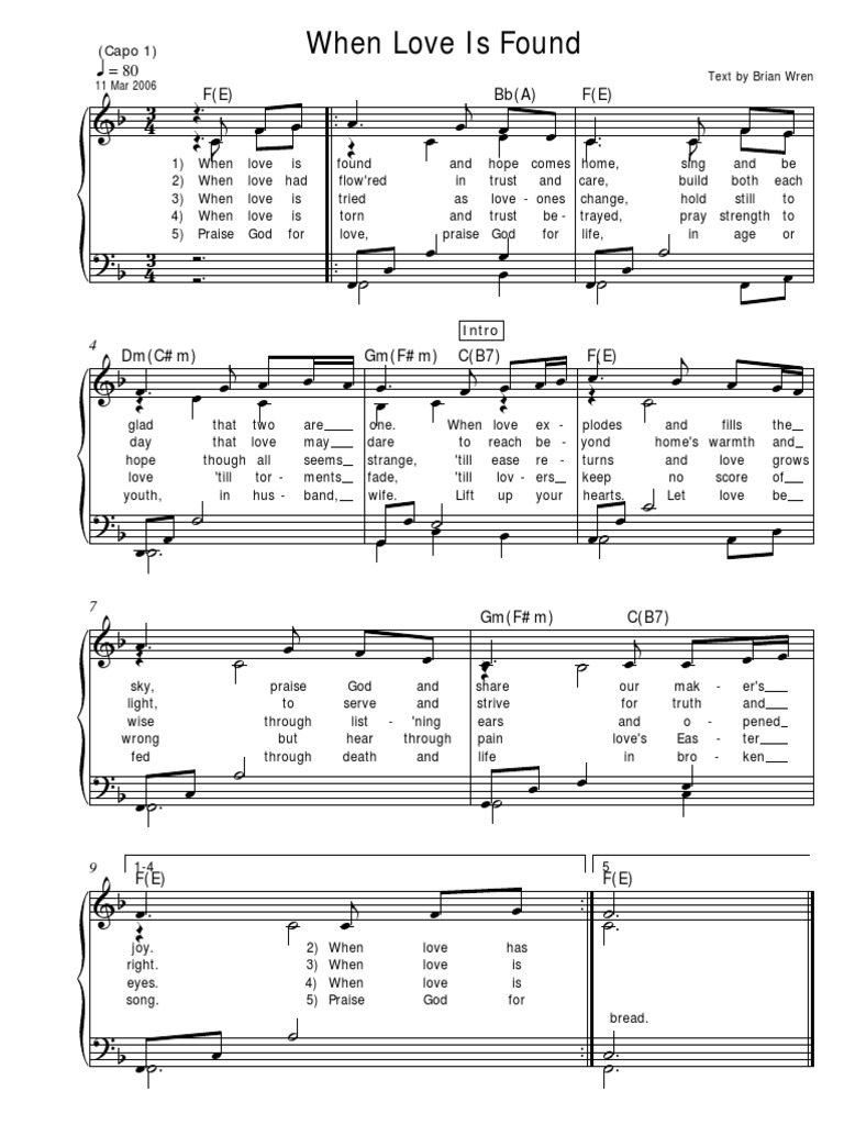 When Love Is Found by Brian Wren | PDF