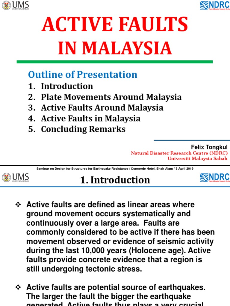 Active Faults in Malaysia | PDF | Earthquakes | Fault (Geology)