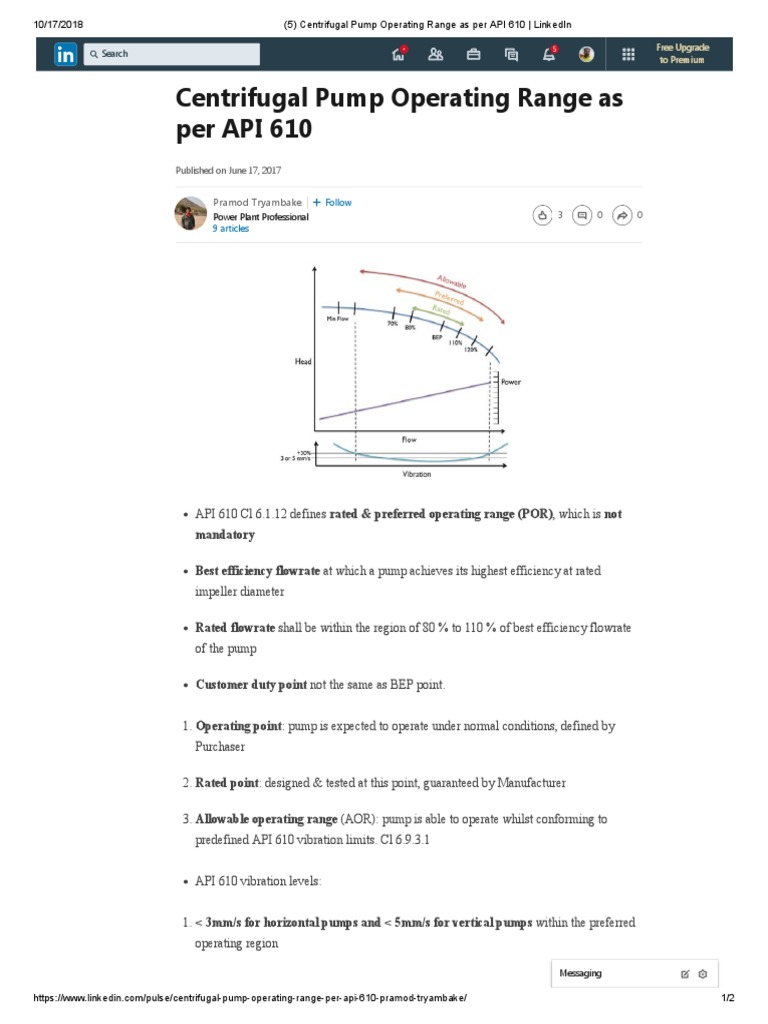 Centrifugal Pump Operating Range As Per API 610 - LinkedIn | PDF | Pump ...
