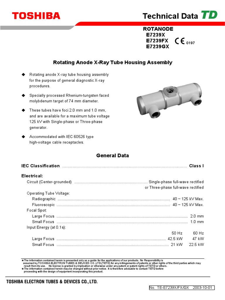 Technical Data: Rotanode E7239X E7239FX E7239GX | PDF | Vacuum Tube ...