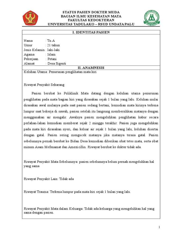 Status Pasien Dokter Muda Bagian Ilmu Kesehatan Mata Fakultas ...