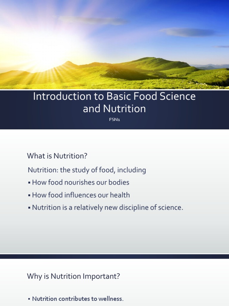 Introduction To Basic Food Science and Nutrition | PDF | Ph | Taste