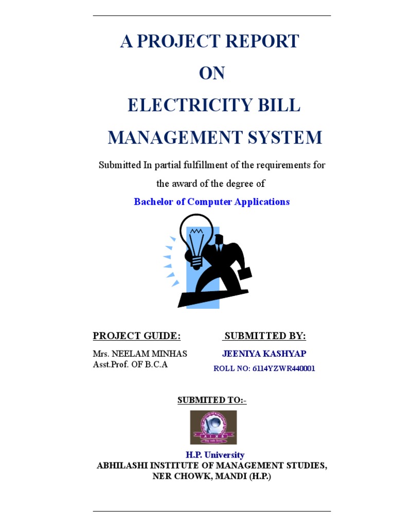 A Project Report ON Electricity Bill Management System | PDF | Microsoft Access | Electricity