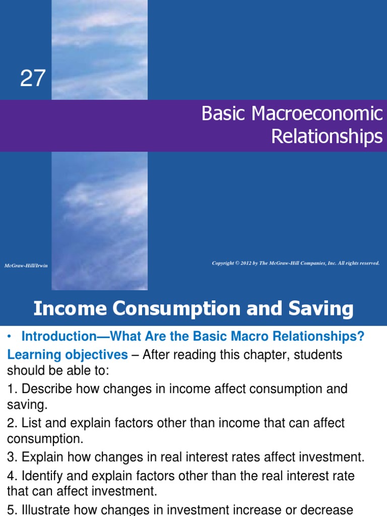 Basic Macroeconomic Relationships: Mcgraw-Hill/Irwin | PDF | Fiscal Multiplier | Saving