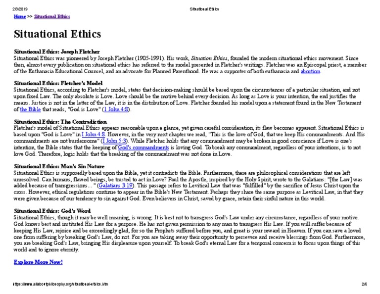 Situational Ethics | PDF | Sin | Jesus