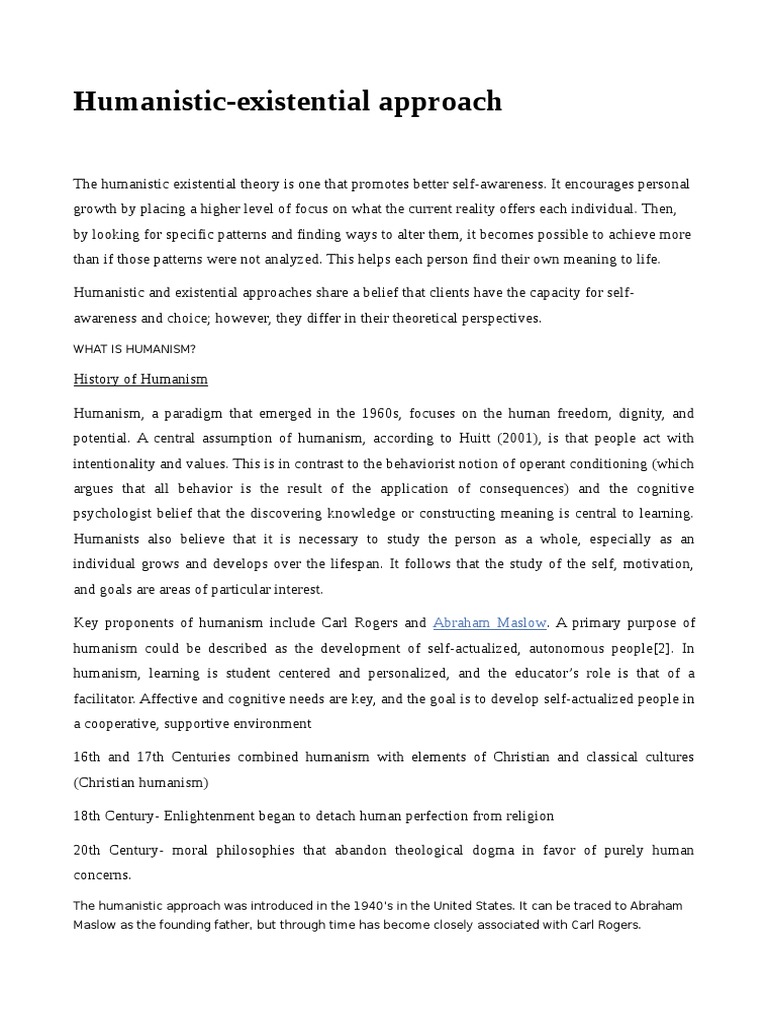 Humanistic-Existential Approach: What Is Humanism? | PDF | Humanistic ...