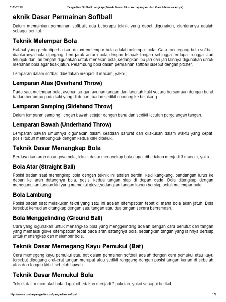 Pengertian Softball Lengkap (Teknik Dasar, Ukuran Lapangan, Dan Cara ...