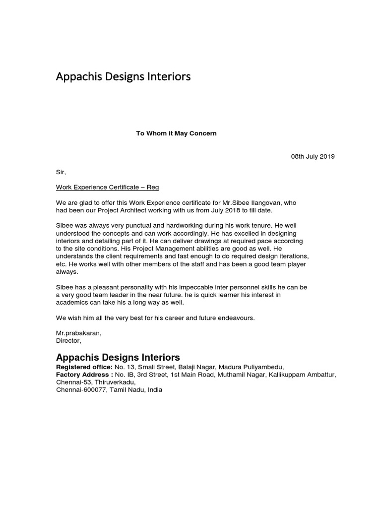 Experience Certificate | PDF | Behavior Modification | Cognition