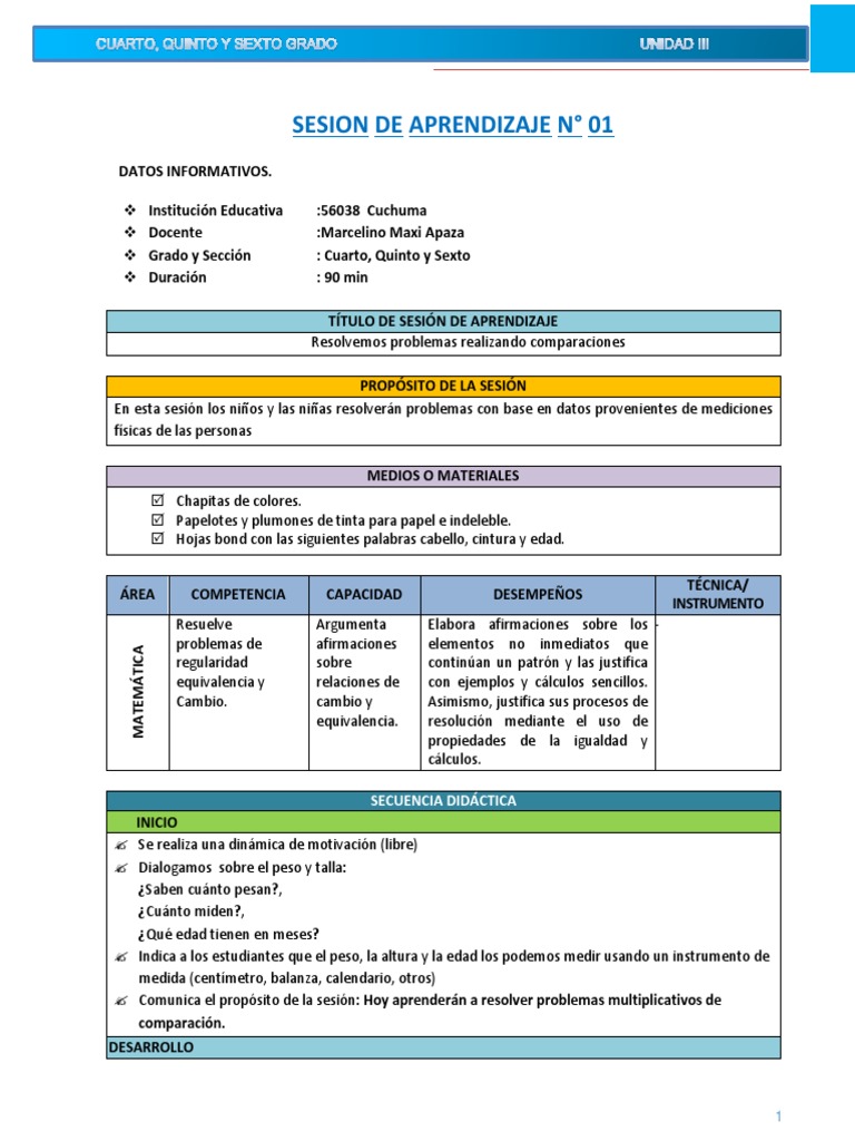 Sesion De Aprendizaje N° 01: Secuencia Didáctica | Teoria de la mente | Aprendizaje | Prueba ...