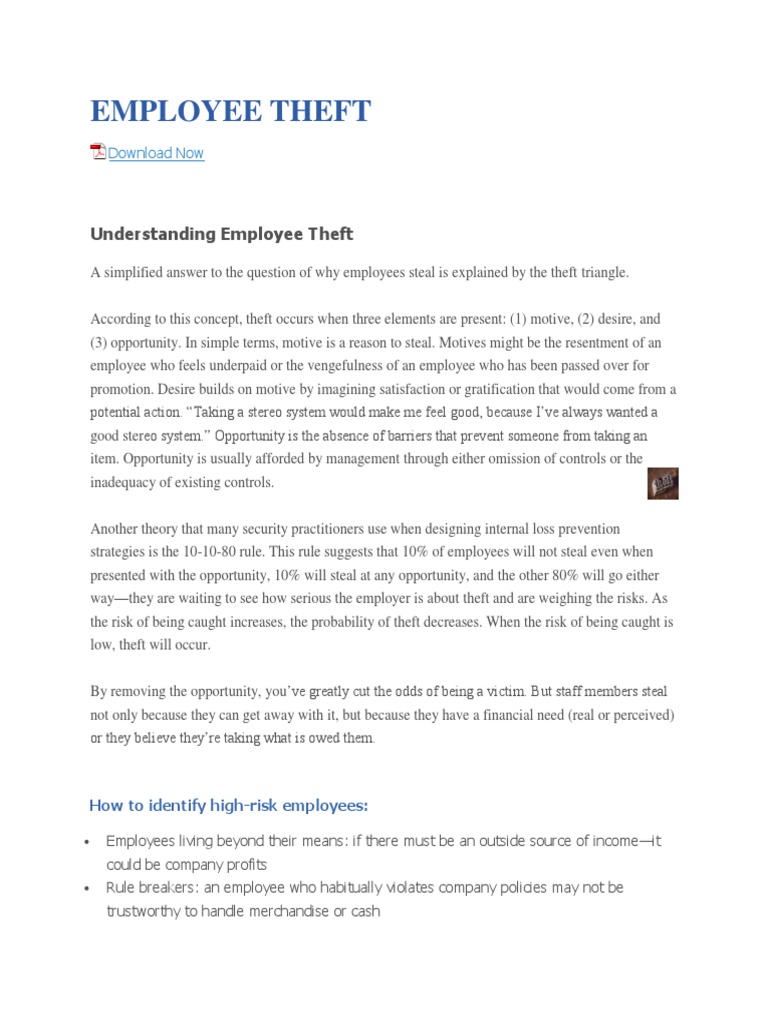 Employee Theft | PDF | Theft | Motivation