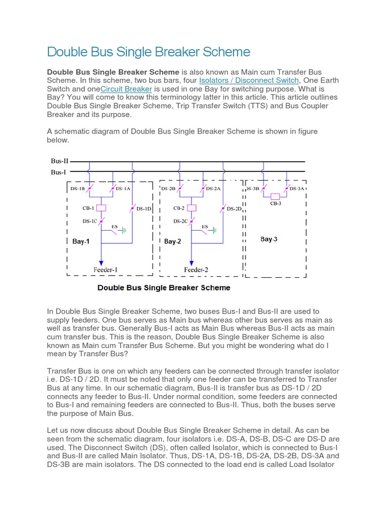 Double Bus Single Breaker Schem | PDF | Power Engineering ...