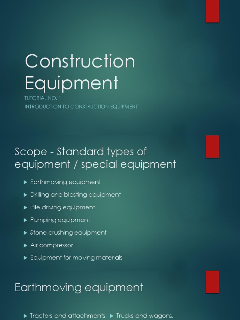 Tutorial No. 1 Introduction To Construction Equipment | PDF | Heavy ...