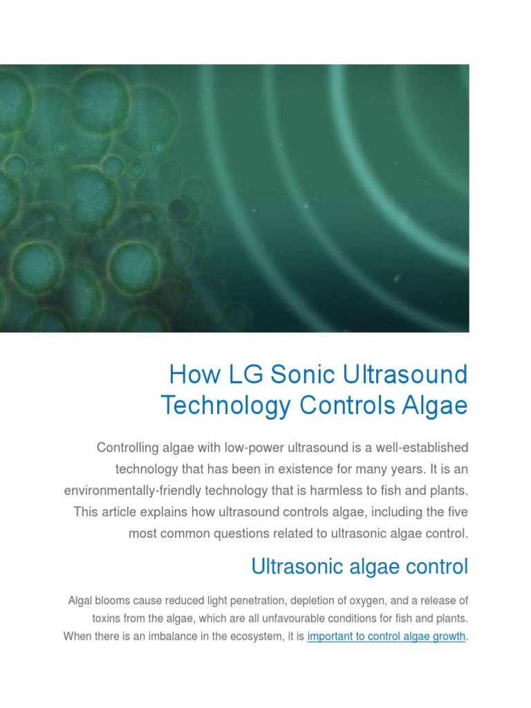 How LG Sonic Ultrasound Technology Controls Algae | PDF | Ultrasound ...
