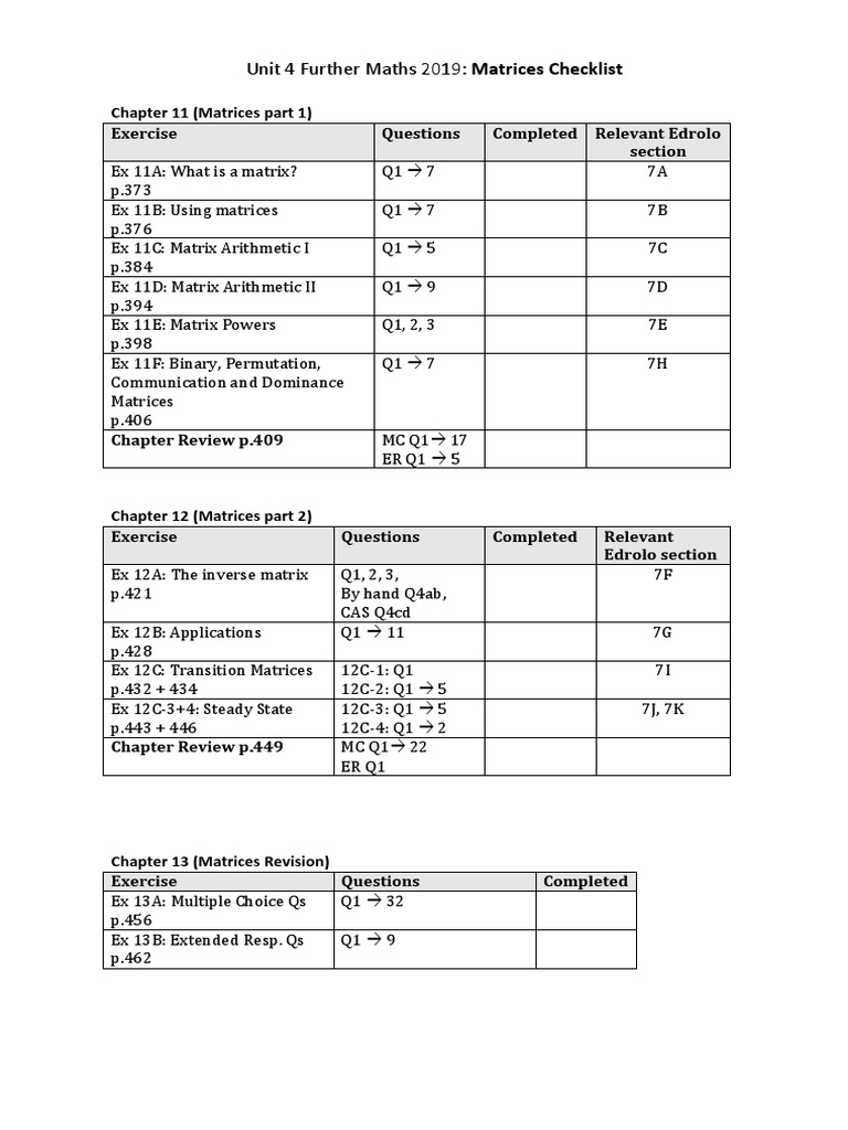A Level Further Maths: Matrices Guide | PDF