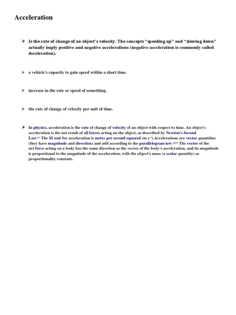 Acceleration: Actually Imply Positive and Negative Accelerations ...