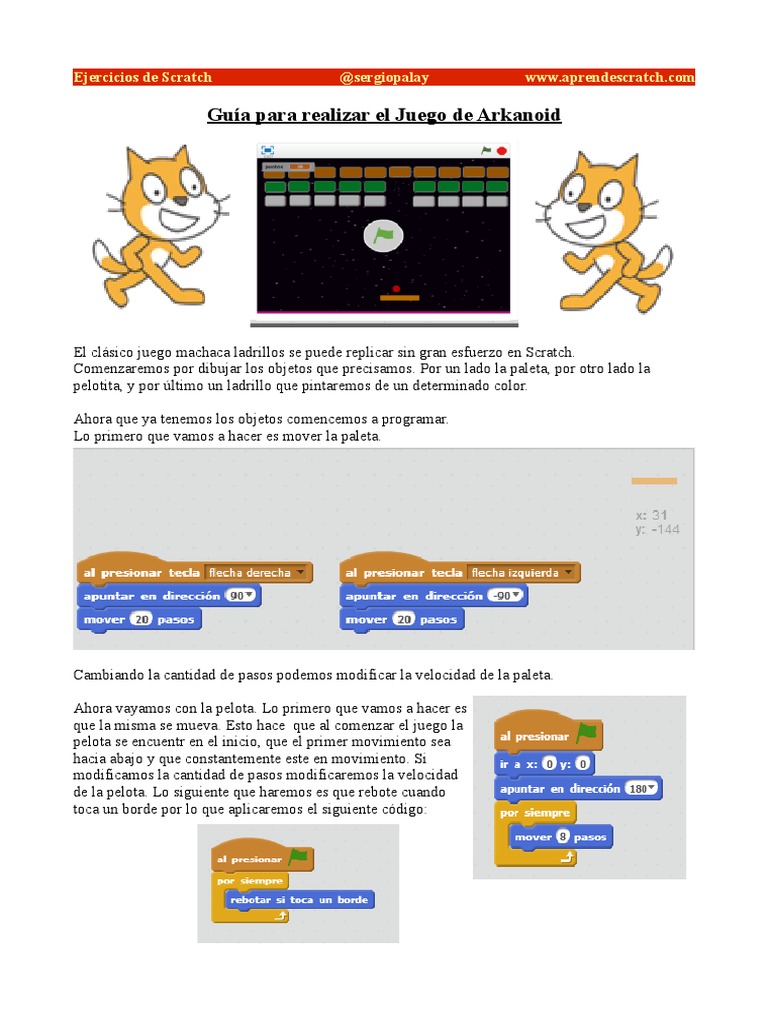 Ejercicio de Arkanoid PDF | PDF | Scratch (lenguaje de programación) | Pelota