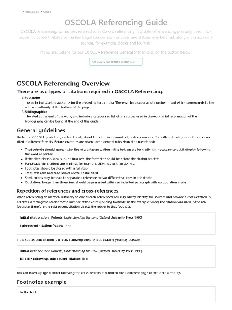 OSCOLA Referencing Guide | Download Free PDF | Citation | Government