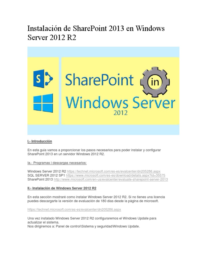 Instalación de SharePoint 2013 en Windows Server 2012 R2 | Descargar gratis PDF | Servidor SQL ...