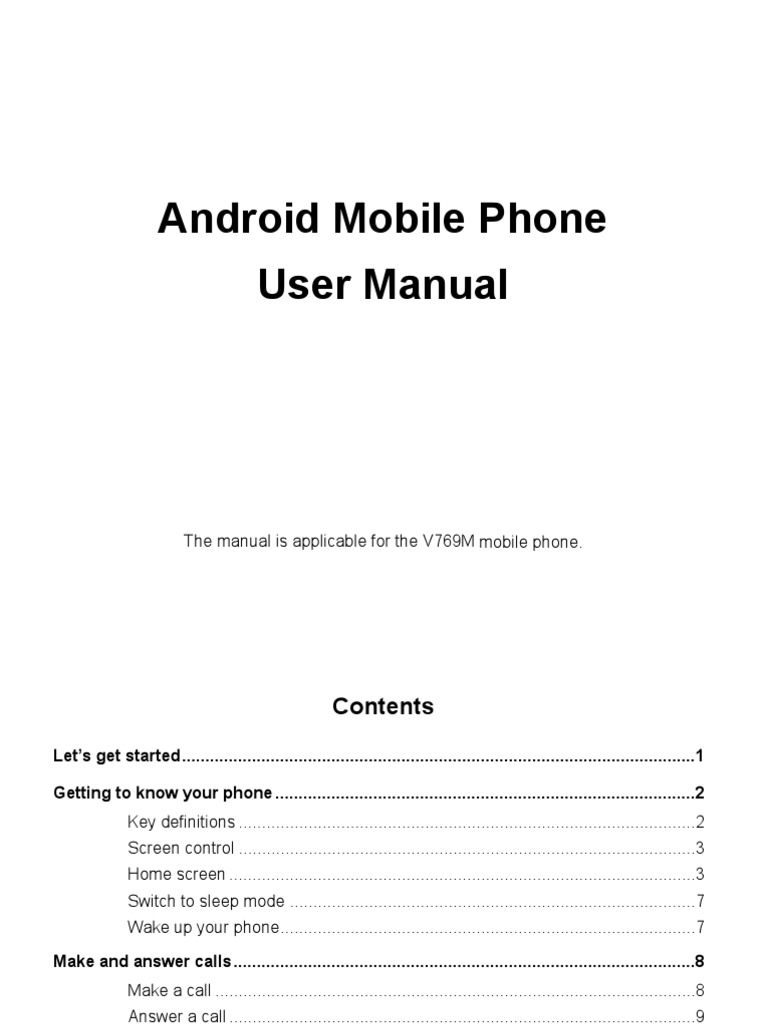 Android Mobile Phone User Manual | PDF | Gmail | Bluetooth