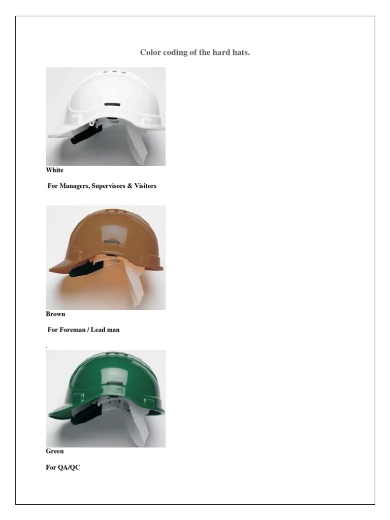 Hard Hat Color Code | PDF | Safety | Employee