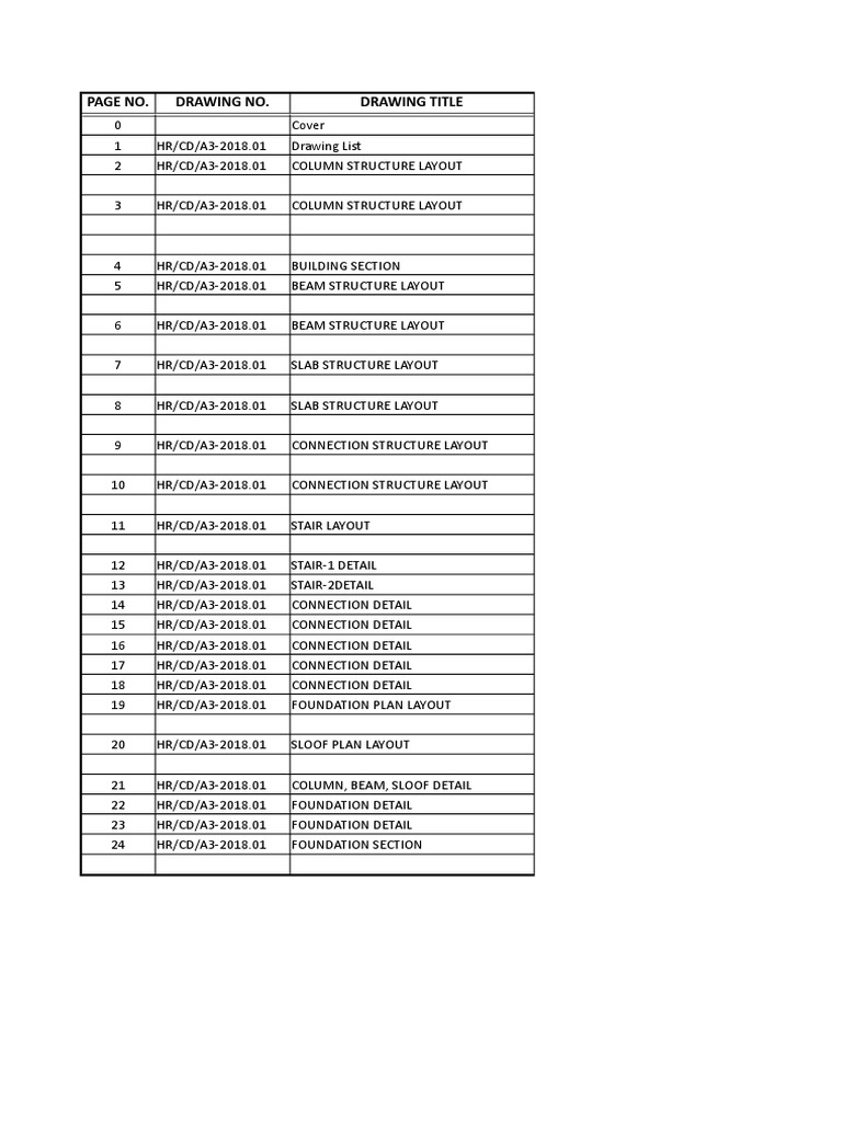 Drawing List | PDF | Basement | Floors