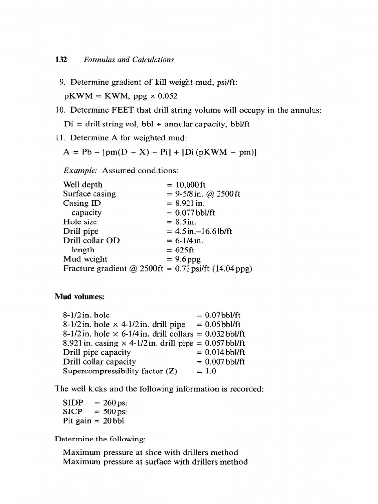 Formulas and Calculations | PDF | Casing (Borehole) | Pressure