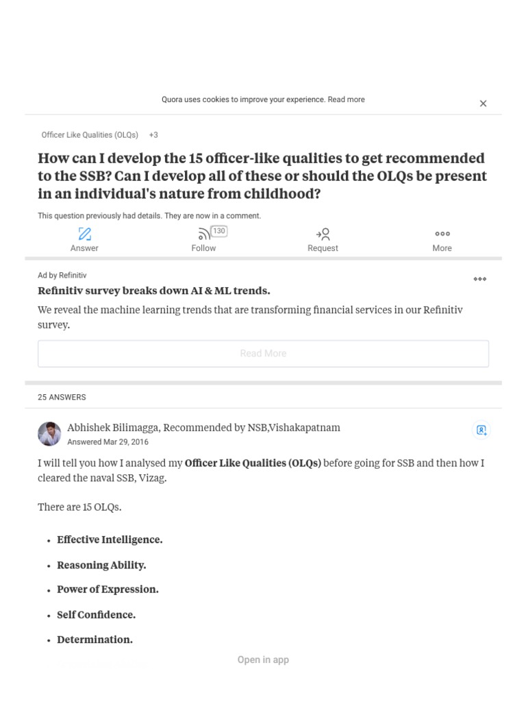 How Can I Develop The 15 O Cer-Like Qualities To Get Recommended To The ...