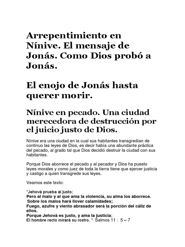 Jonás y el Arrepentimiento de Nínive | PDF | Jonás | Pecado