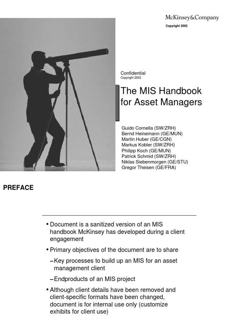 The MIS Handbook For Asset Managers: Confidential | PDF | Performance ...