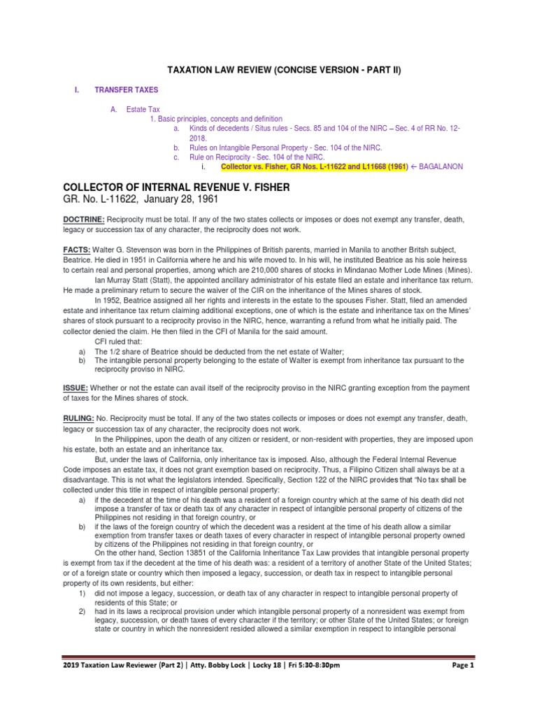 2019 Tax Rev Finals Digests PDF | PDF | Value Added Tax | Estate Tax In ...