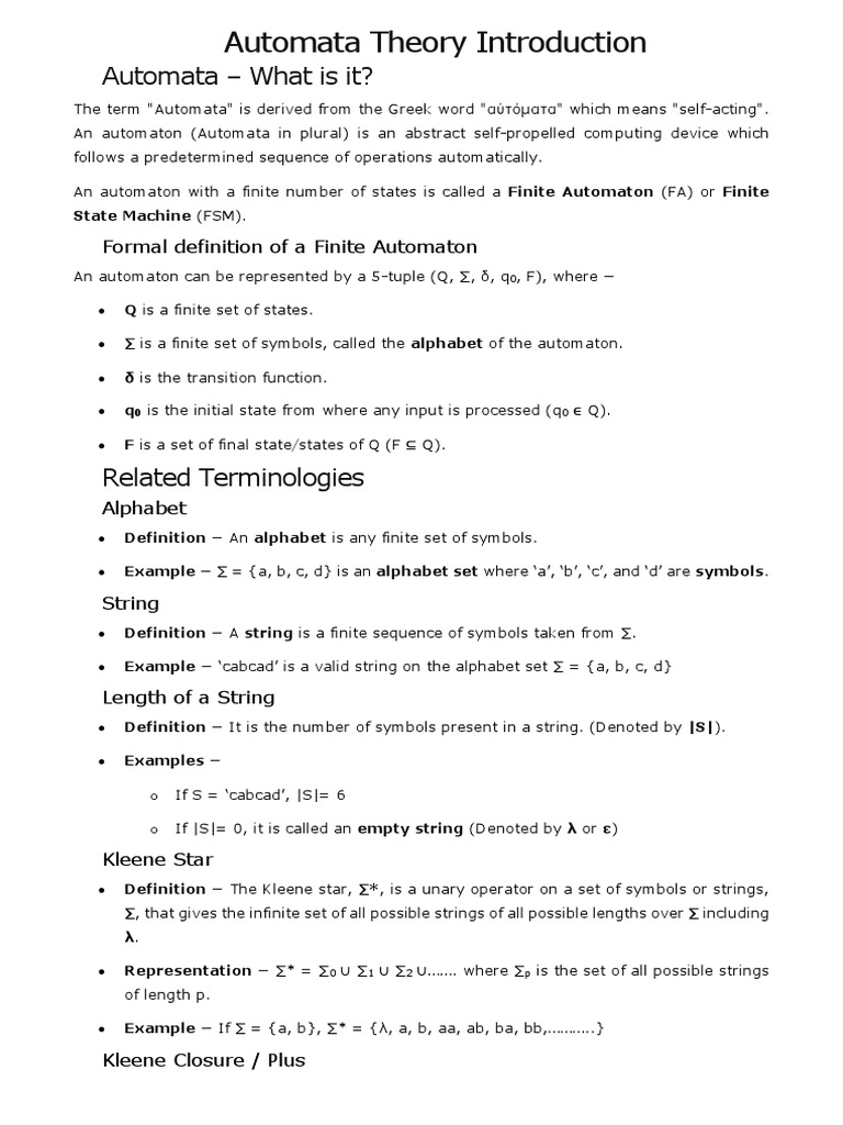 Automata Theory | PDF | Formalism (Deductive) | Theoretical Computer Science