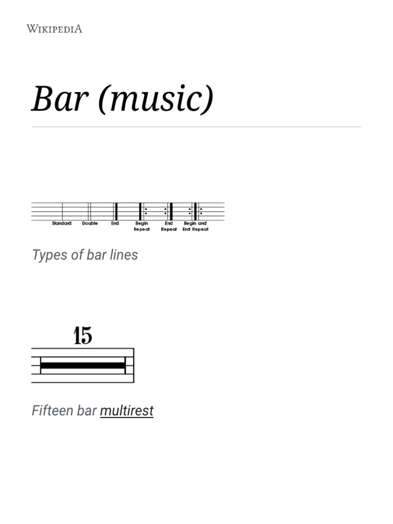 Bar (Music) : Types of Bar Lines | PDF | Music Theory | Classical Music