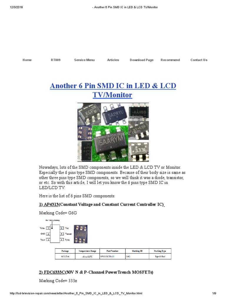 6 Pin SMD IC in LED & LCD TV - Monitor PDF | PDF | Electrical Equipment ...
