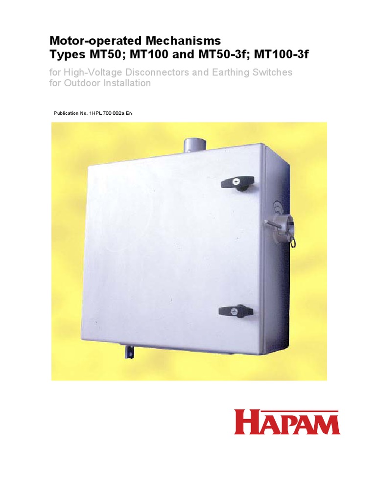 Motor-Operated Mechanisms for High-Voltage Disconnectors and Earthing ...